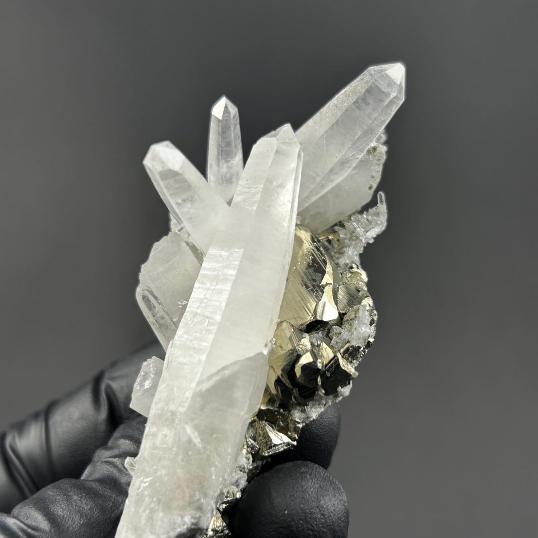 Quartz Crystals With Pyrite, Pyrite With Quartz Crystal Cluster, Peru ...