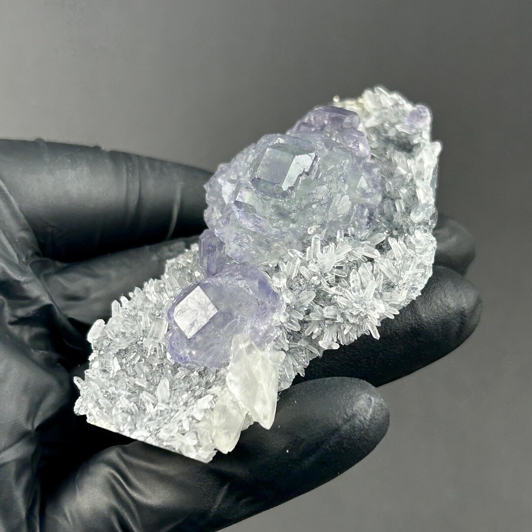 Stepped Fluorite on Matrix With Quartz Crystals and Calcite, Quartz ...