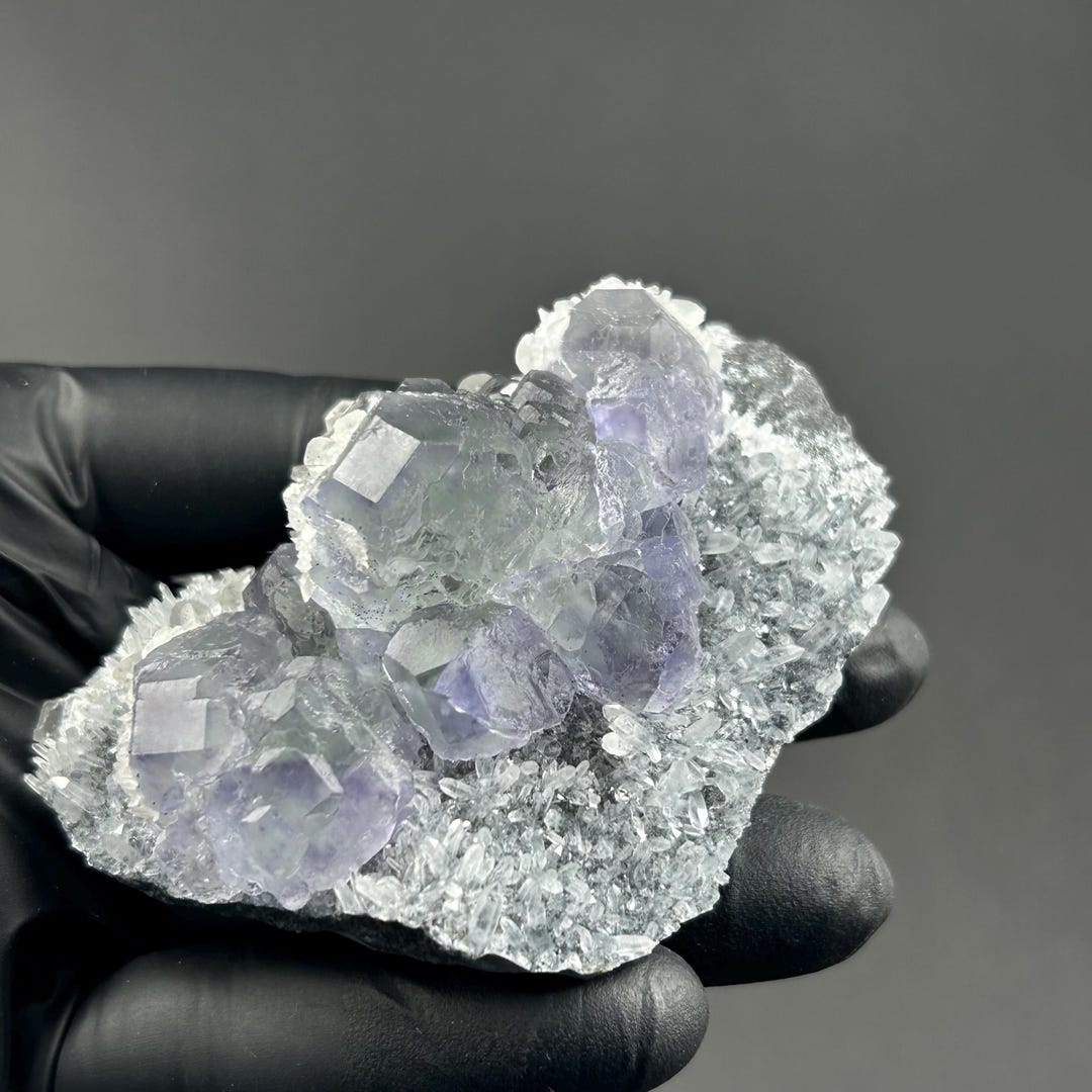 Stepped Fluorite on Matrix With Quartz and Calcite Crystals, Quartz ...