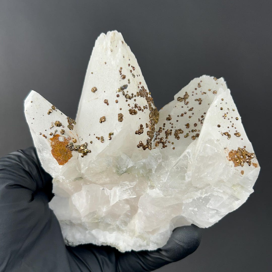 Large Pink Calcite Crystal With Pyrite-uv Reactive-fluorescent - Etsy
