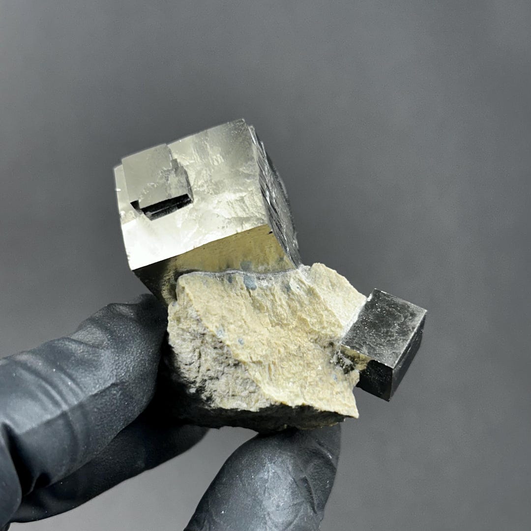 Pyrite Cubes on Matrix Stepped Formation, Double Cubed, Navajun, Spain ...