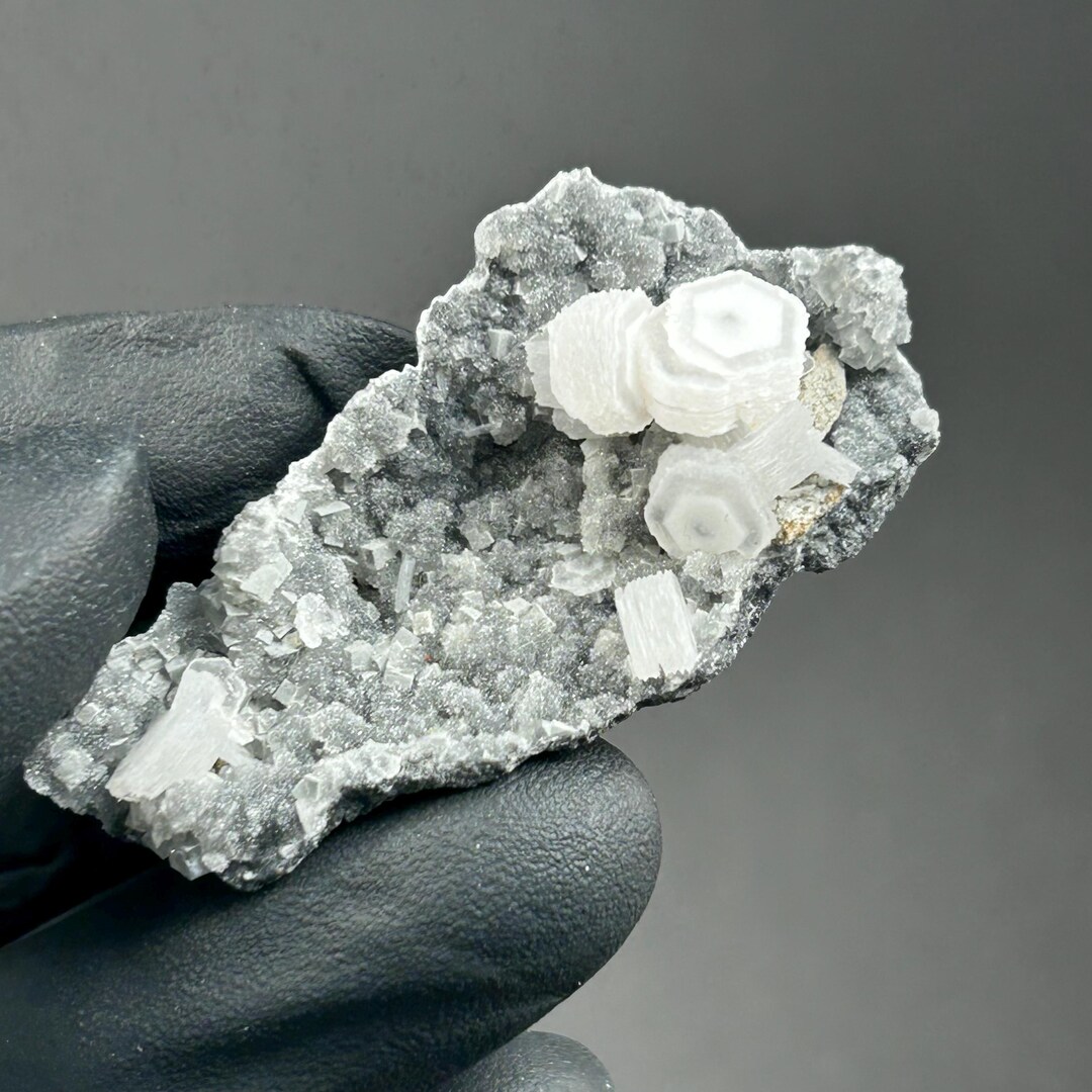 Pink Coin Calcite on Matrix, Pink and Orange UV Light Highly Reactive ...