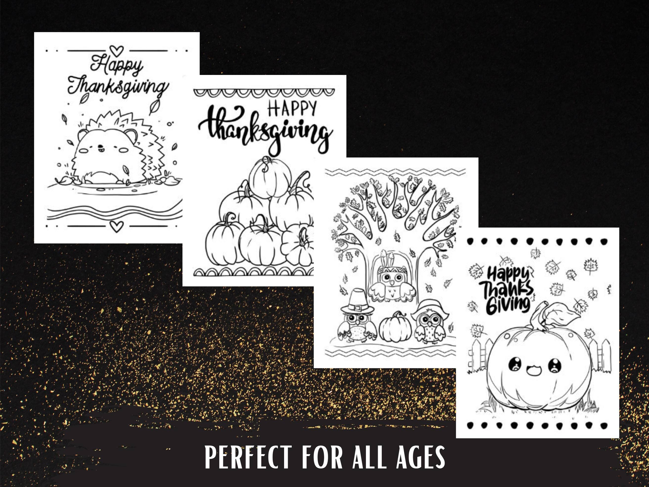 Thanksgiving and Fall Coloring Pages for Adults and Kids - Etsy