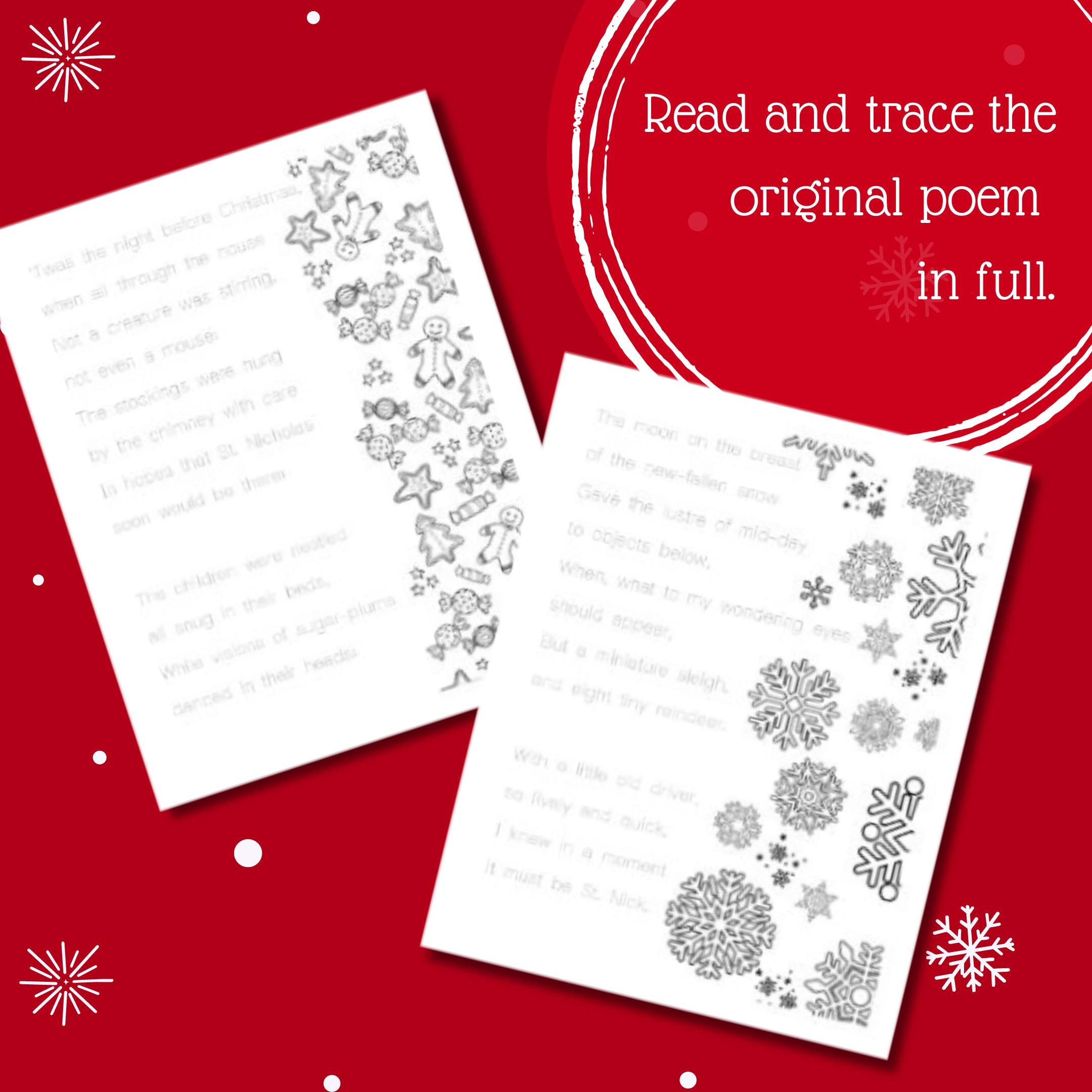Twas the Night Before Christmas Holiday Tracing and Coloring Activity ...