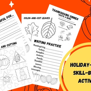 Thanksgiving Activity and Coloring Pages for Kids, Fall Activity Bundle ...