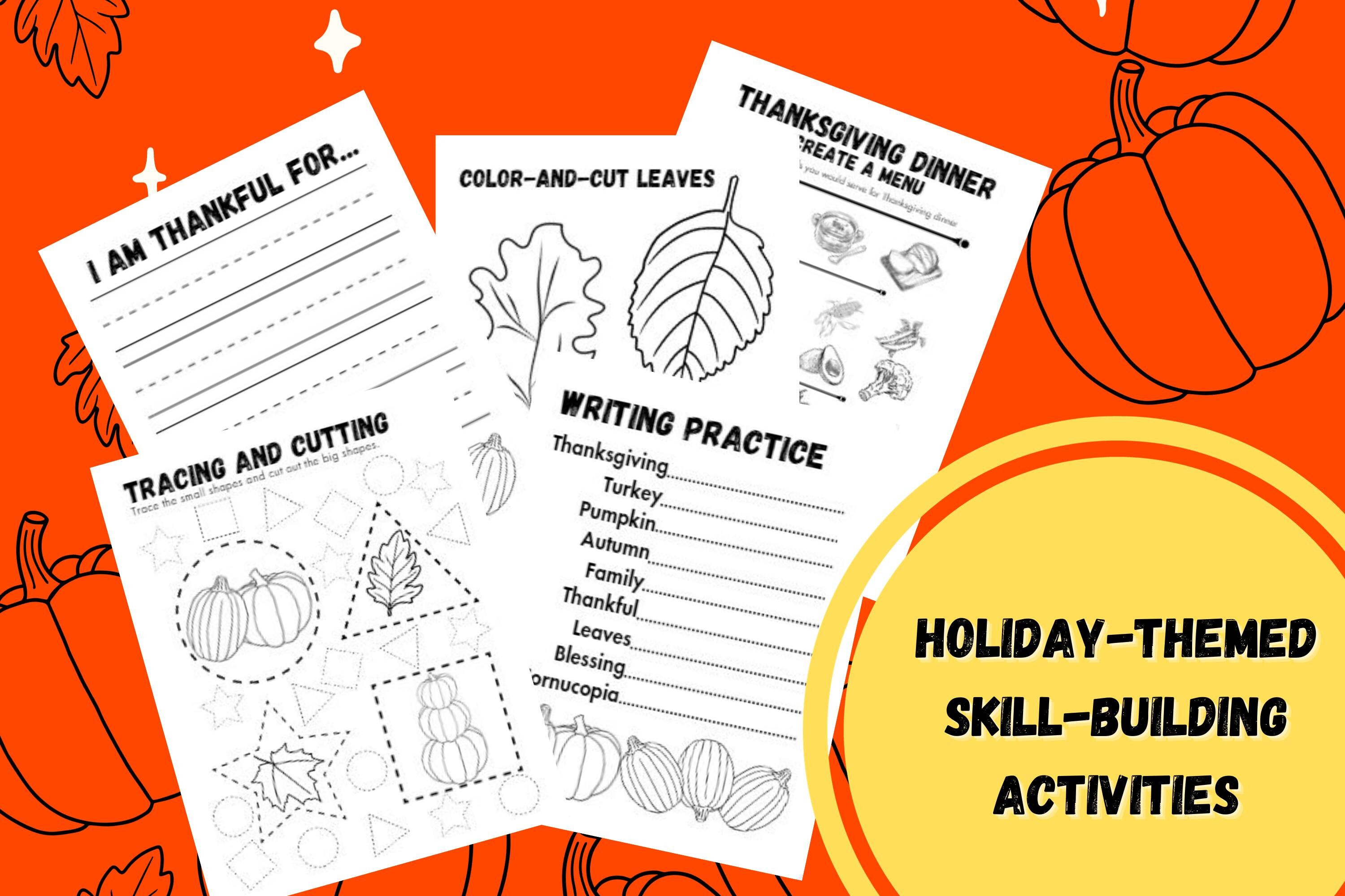 Thanksgiving Activity and Coloring Pages for Kids, Fall Activity Bundle ...