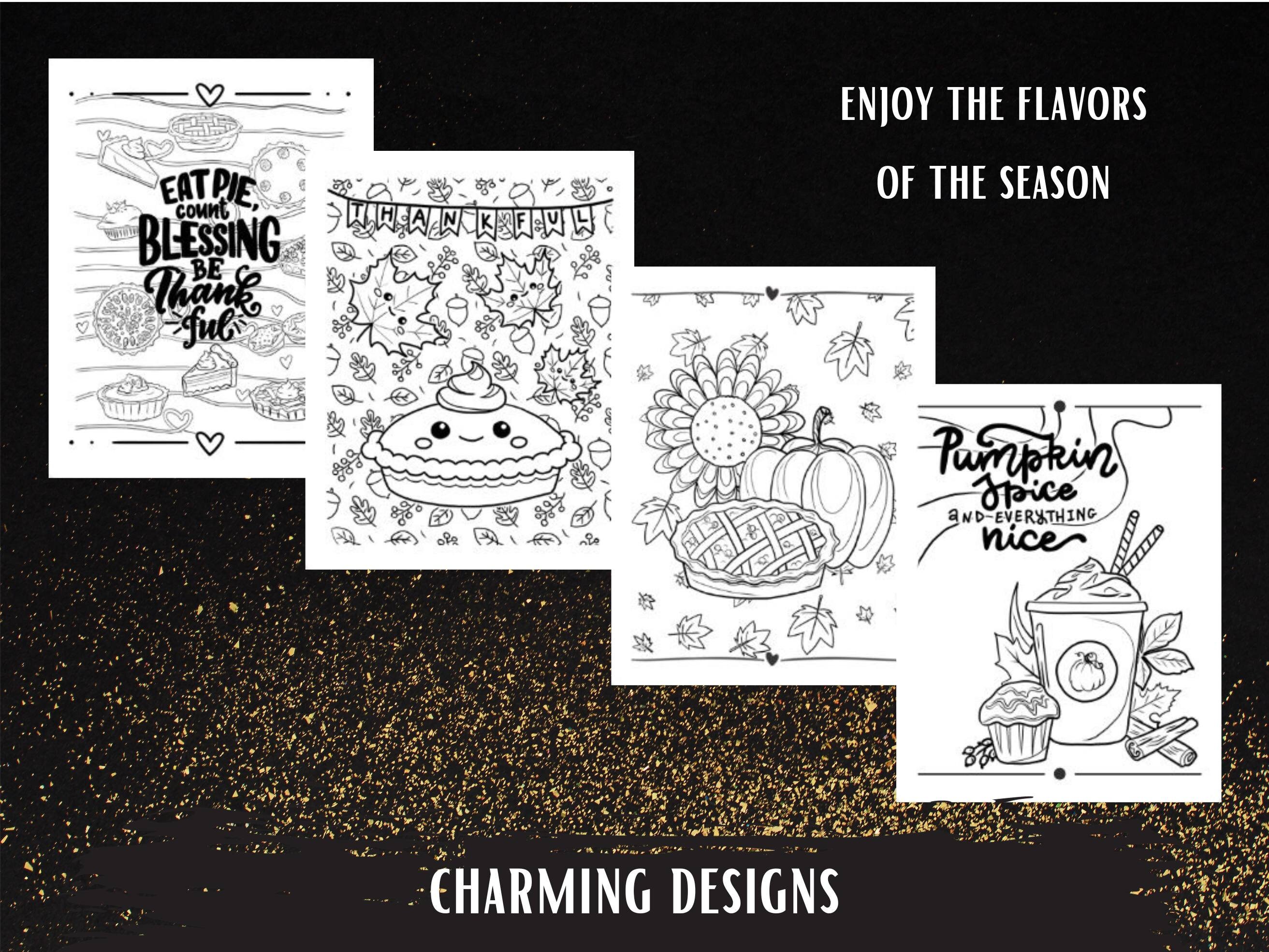 Thanksgiving and Fall Coloring Pages for Adults and Kids - Etsy