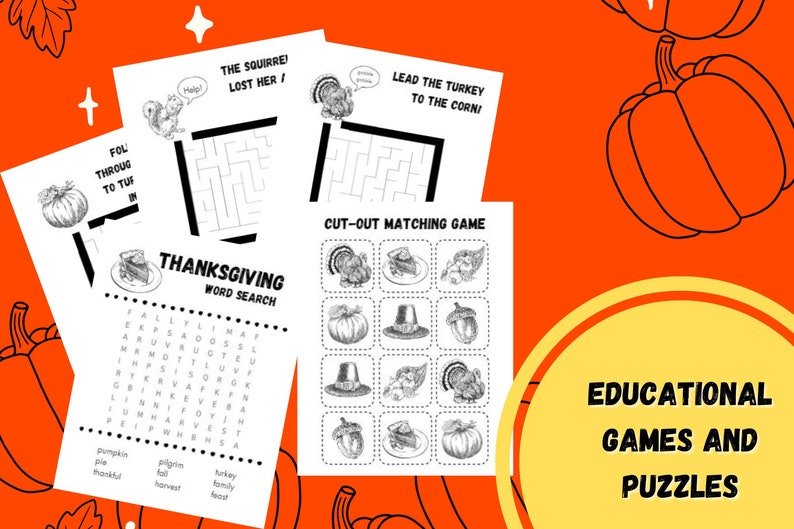 Thanksgiving Activity and Coloring Pages for Kids, Fall Activity Bundle ...