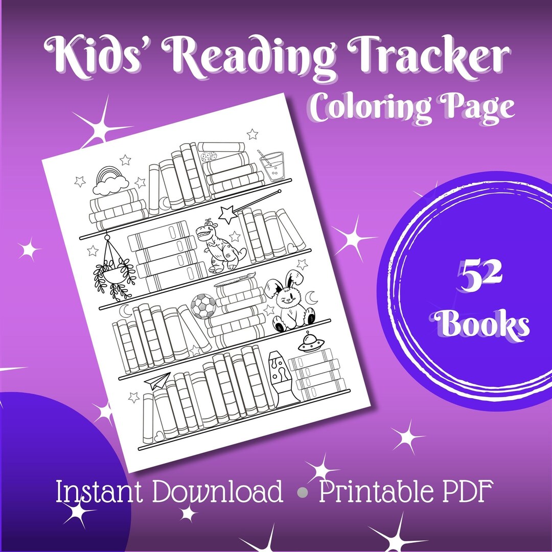 52 Book Yearly Reading Tracker Coloring Page for Kids - Etsy