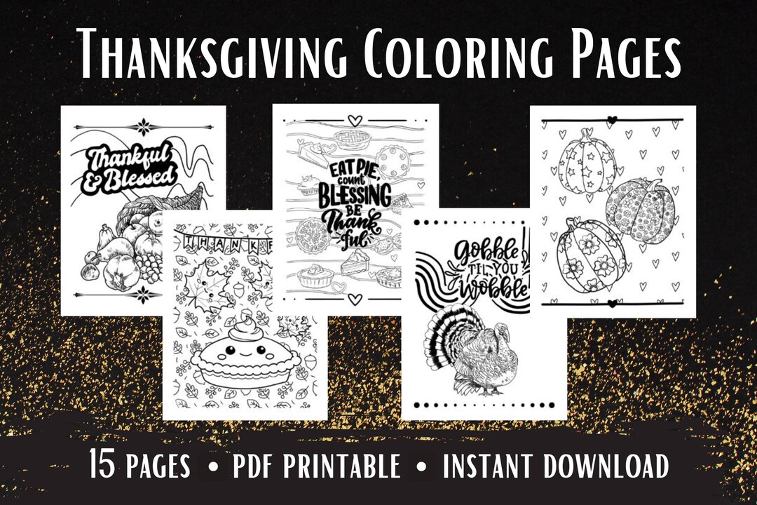 Thanksgiving and Fall Coloring Pages for Adults and Kids - Etsy