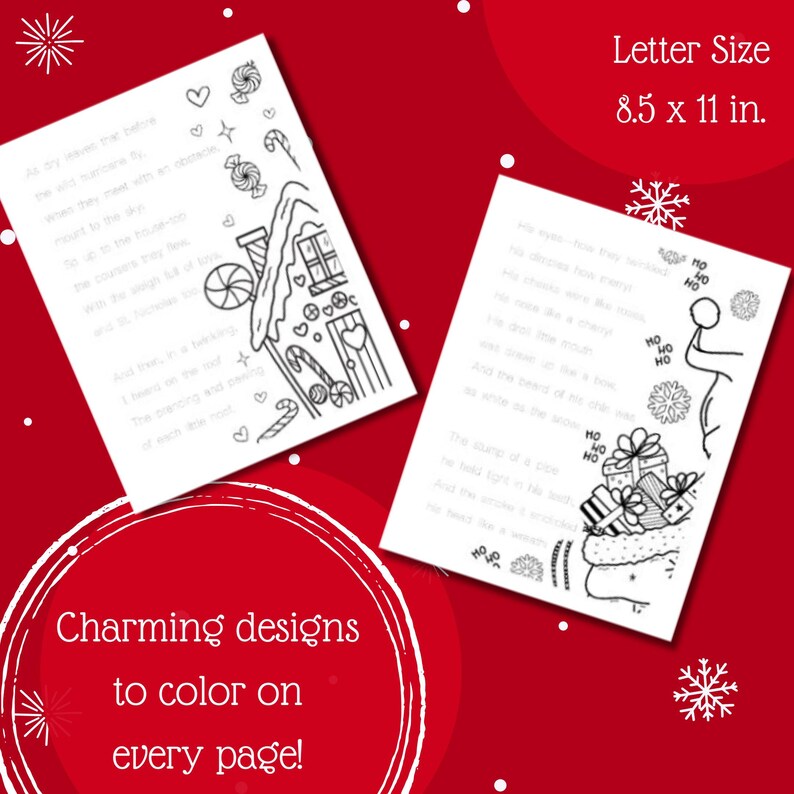 Twas the Night Before Christmas Holiday Tracing and Coloring Activity ...