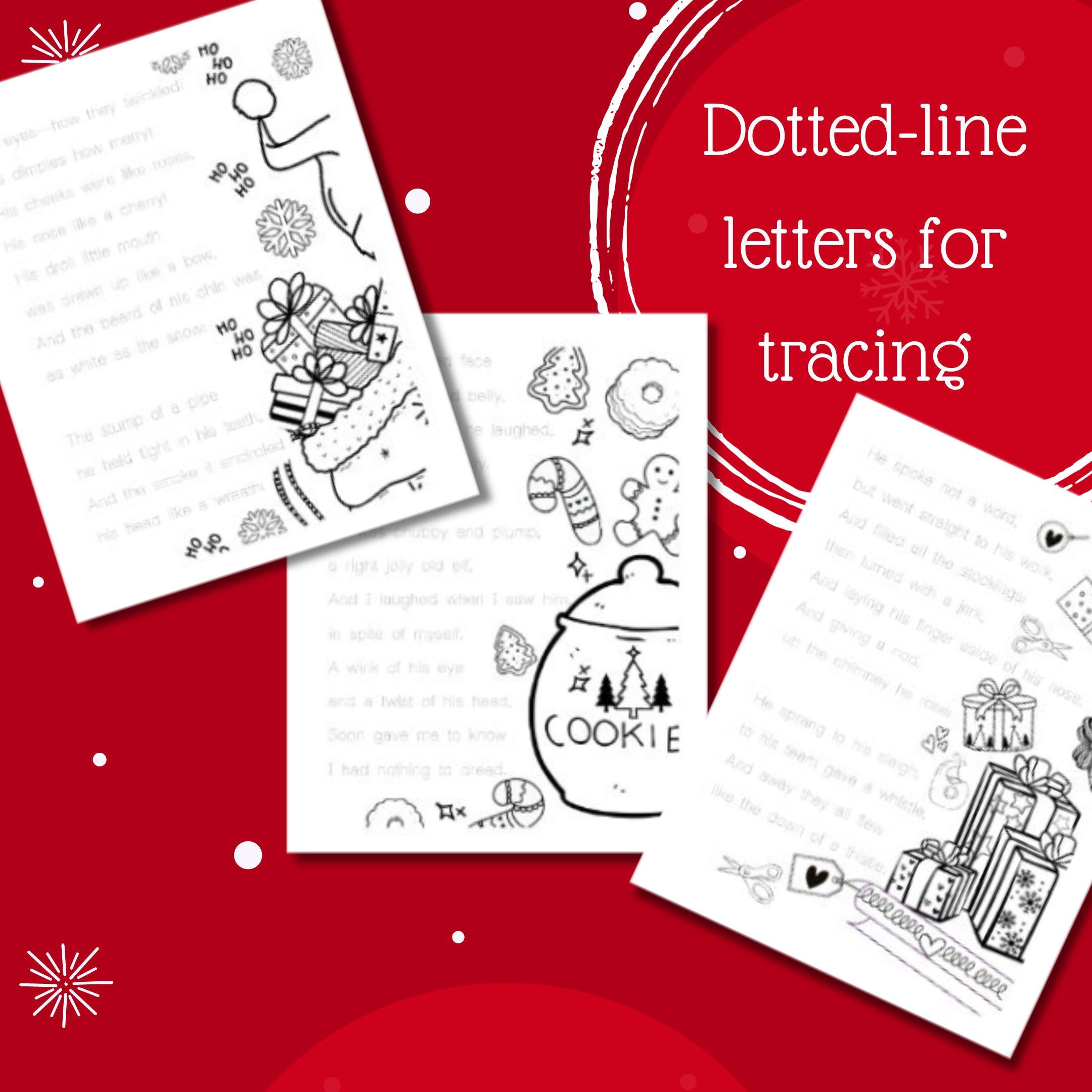 Twas the Night Before Christmas Holiday Tracing and Coloring Activity ...