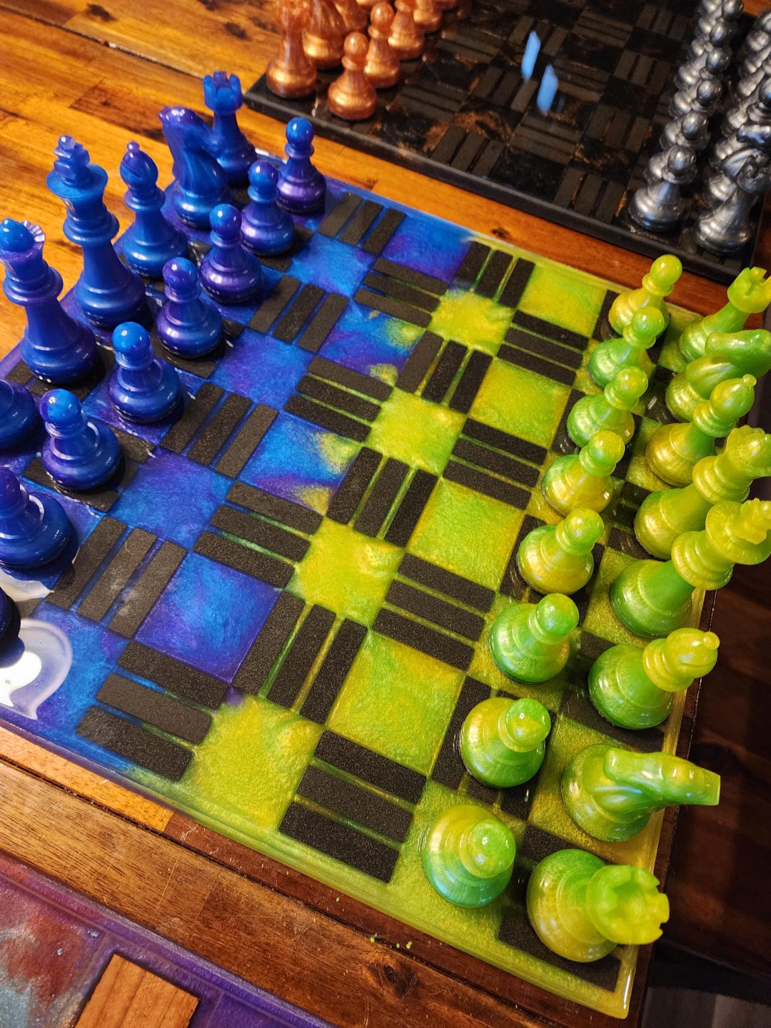 15x15 Epoxy/stone Tile Chess Set - Etsy