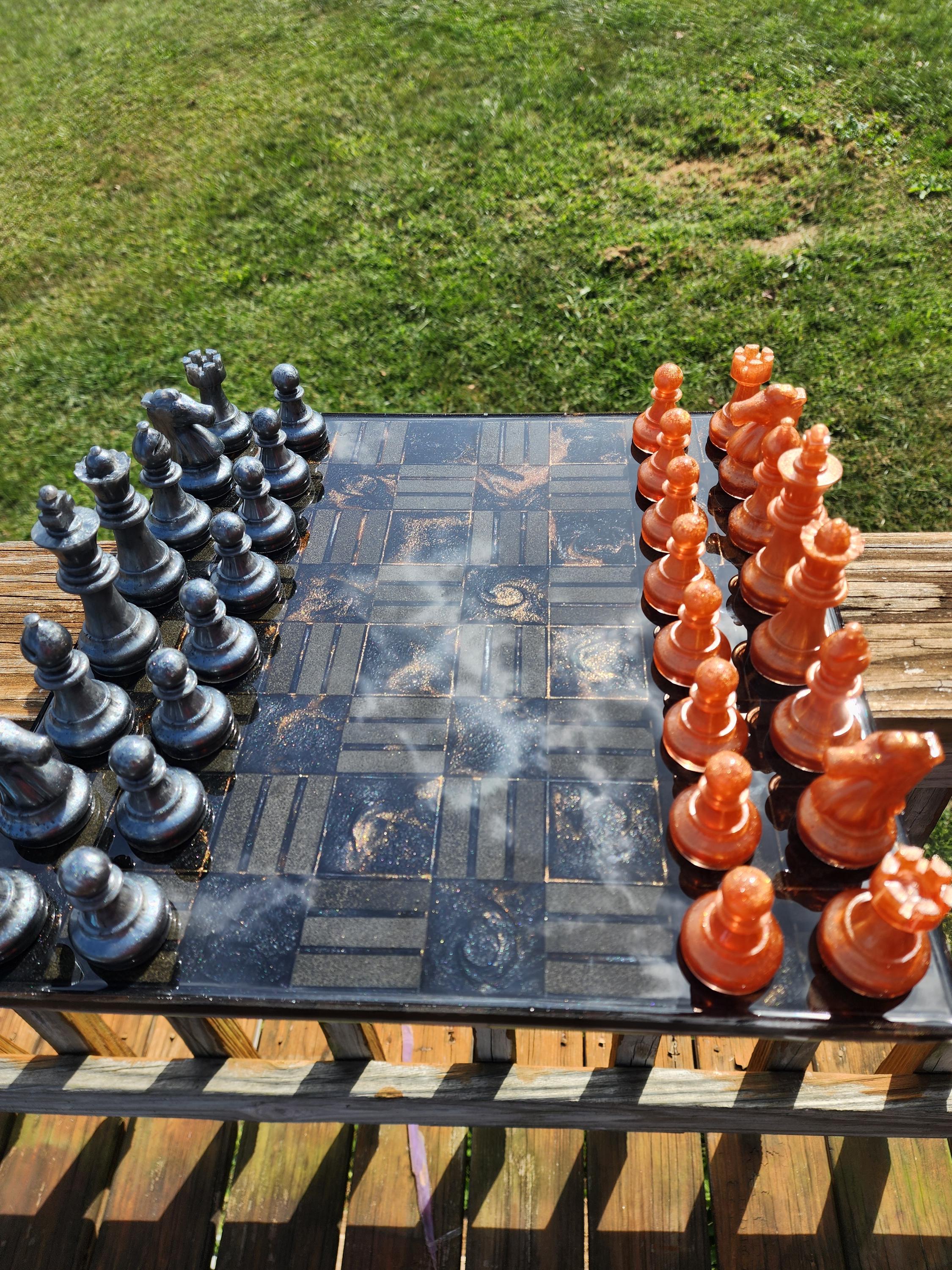 15x15 Epoxy/stone Tile Chess Set - Etsy