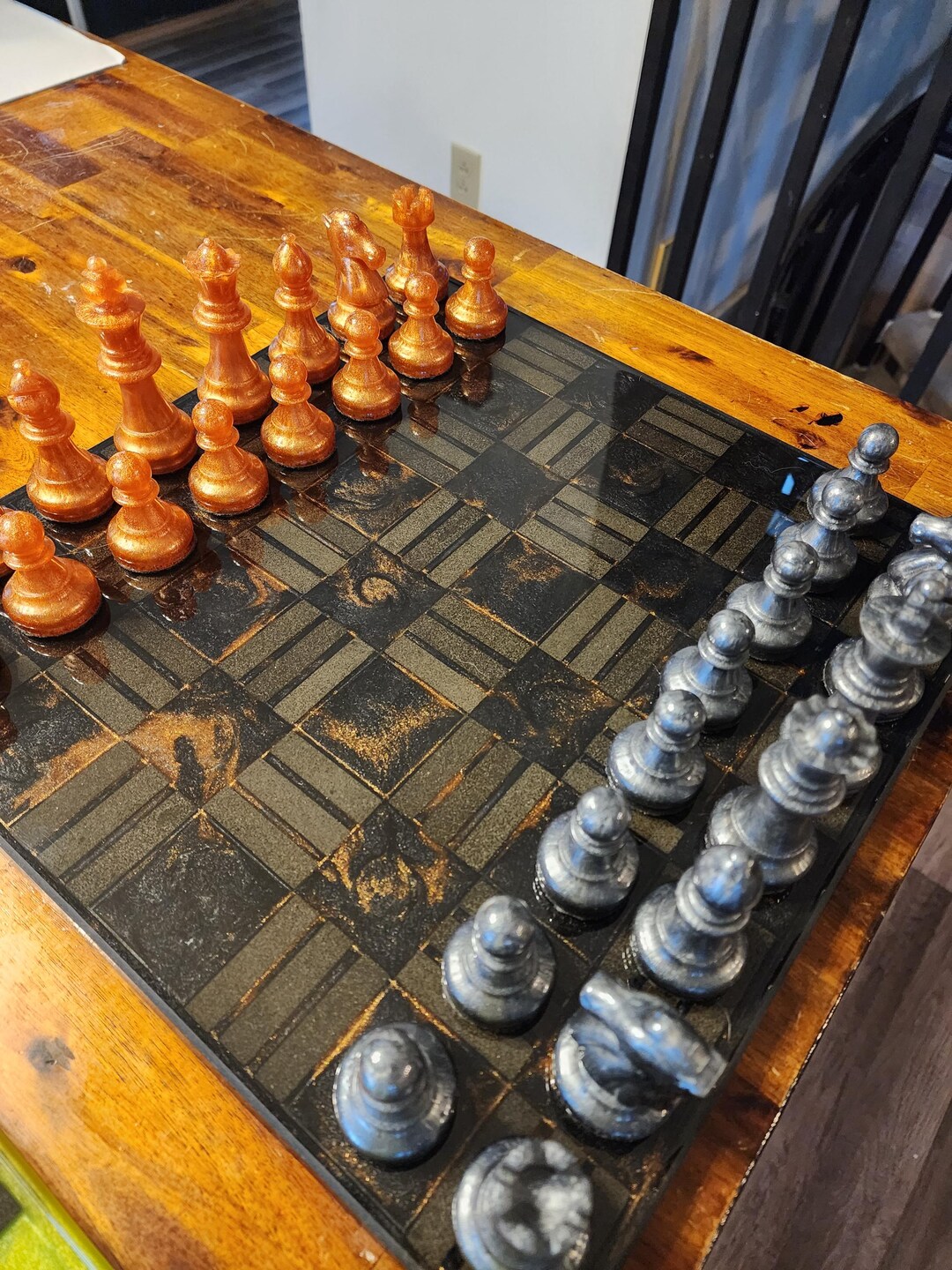 15x15 Epoxy/stone Tile Chess Set - Etsy