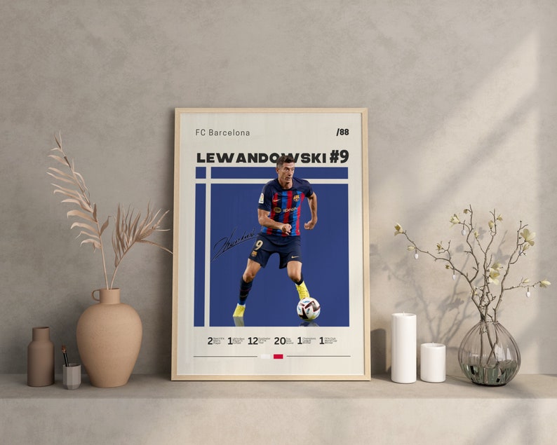Robert Lewandowski Poster, FC Barcelona, Football Print, Football ...