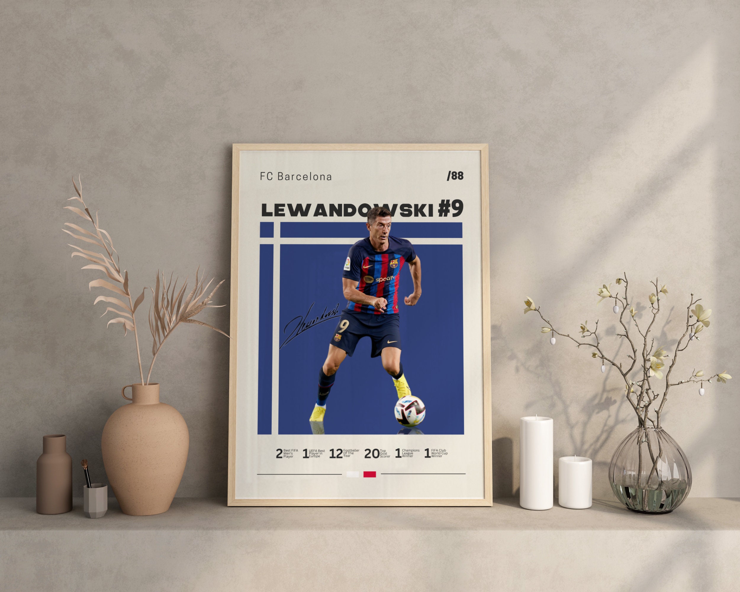 Robert Lewandowski Poster, FC Barcelona, Football Print, Football ...