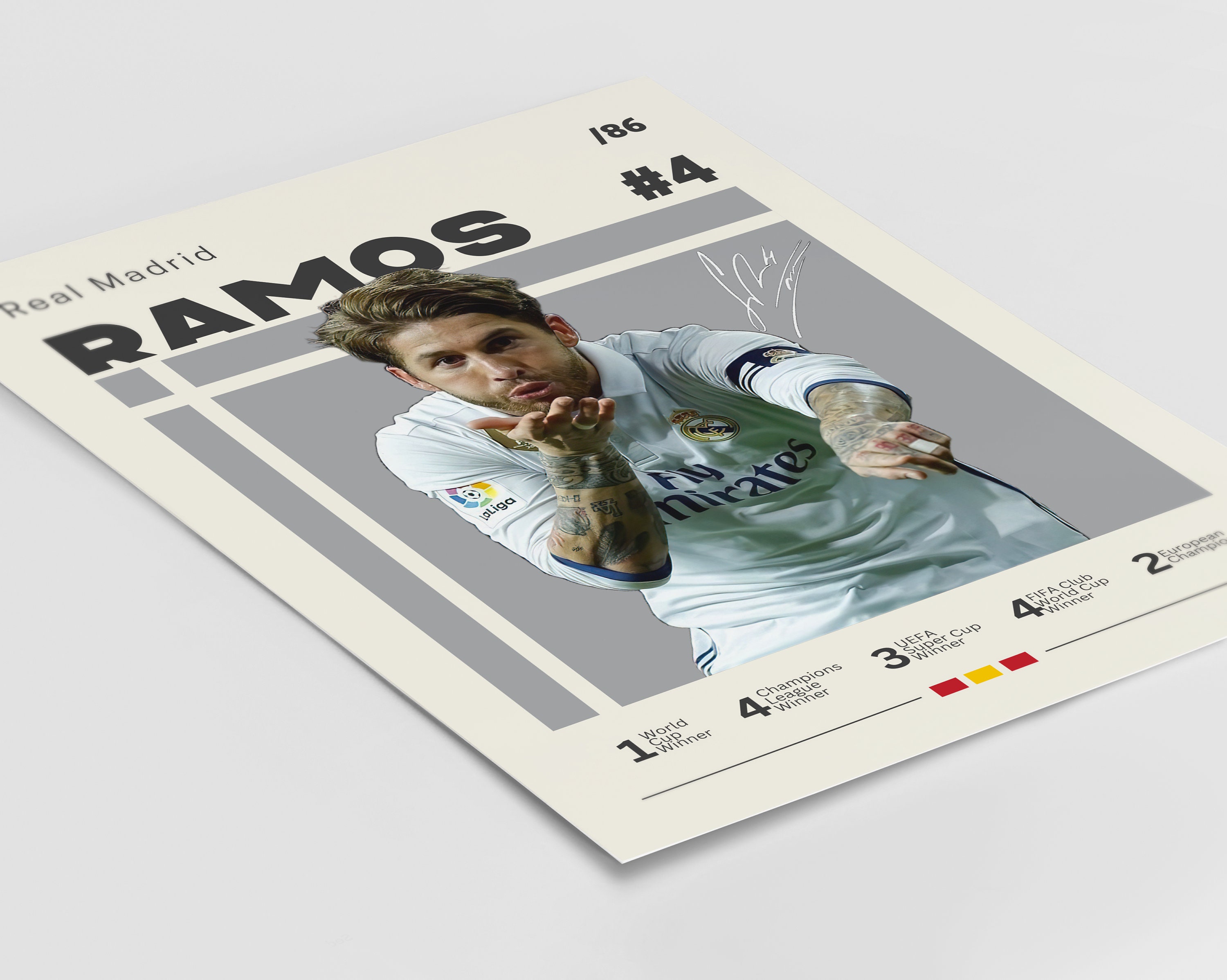 Sergio Ramos Poster, Real Madrid, Football Print, Football Poster ...