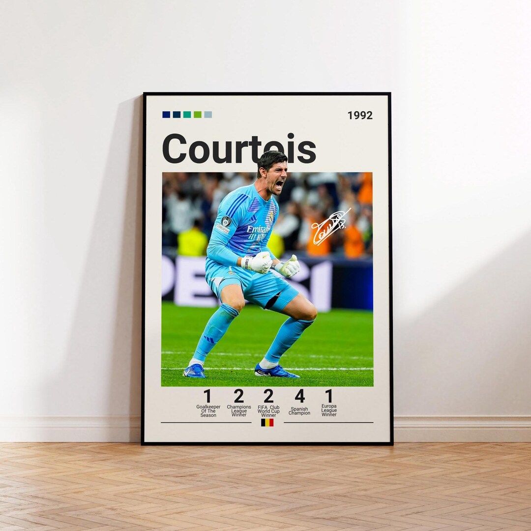 Thibaut Courtois Poster, Real Madrid Print, Courtois Fan Gift, Soccer ...