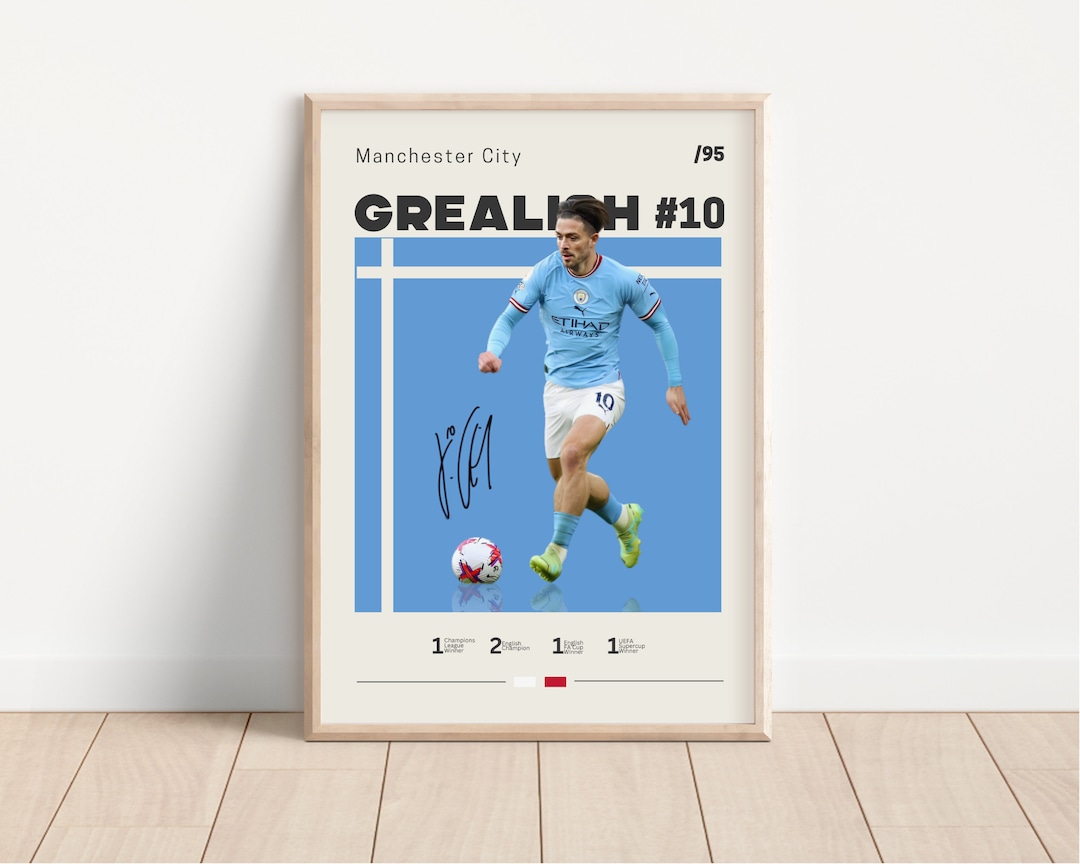 Jack Grealish Poster, Manchester City Football Print, Football Poster ...
