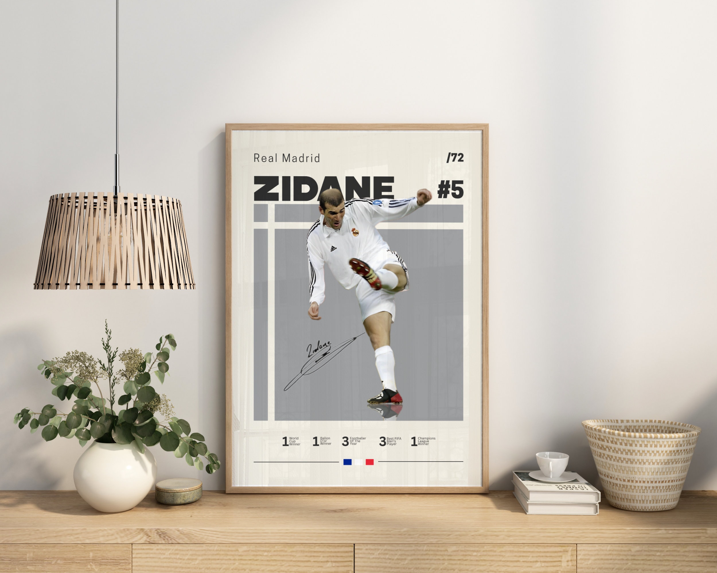 Zinedine Zidane Poster, Real Madrid, Football Print, Football Poster ...