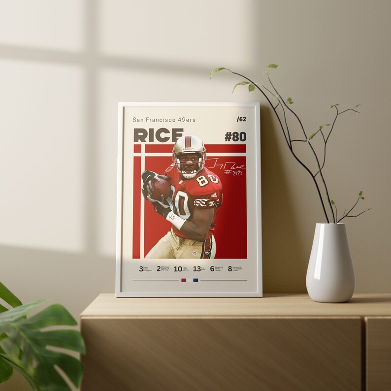 Jerry Rice Poster, San Francisco 49ers, NFL Fan Gifts, NFL Poster ...