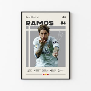 Sergio Ramos Poster, Real Madrid, Football Print, Football Poster ...
