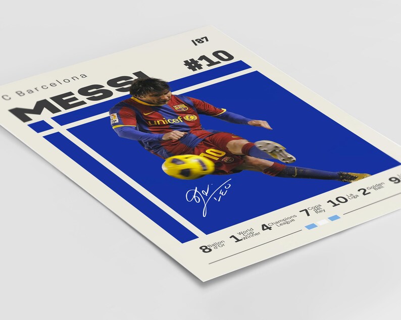 Lionel Messi Poster, FC Barcelona Print, Messi Fan Gift, Soccer Gifts ...