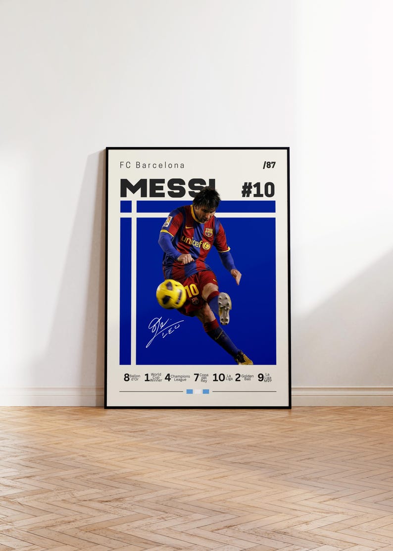 Lionel Messi Poster, FC Barcelona Print, Messi Fan Gift, Soccer Gifts ...