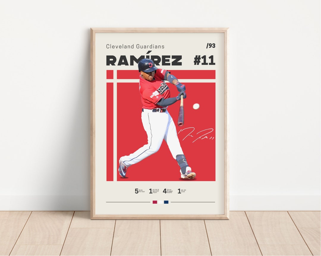 Jose Ramirez Poster, Cleveland Guardians, Baseball Print, Baseball ...