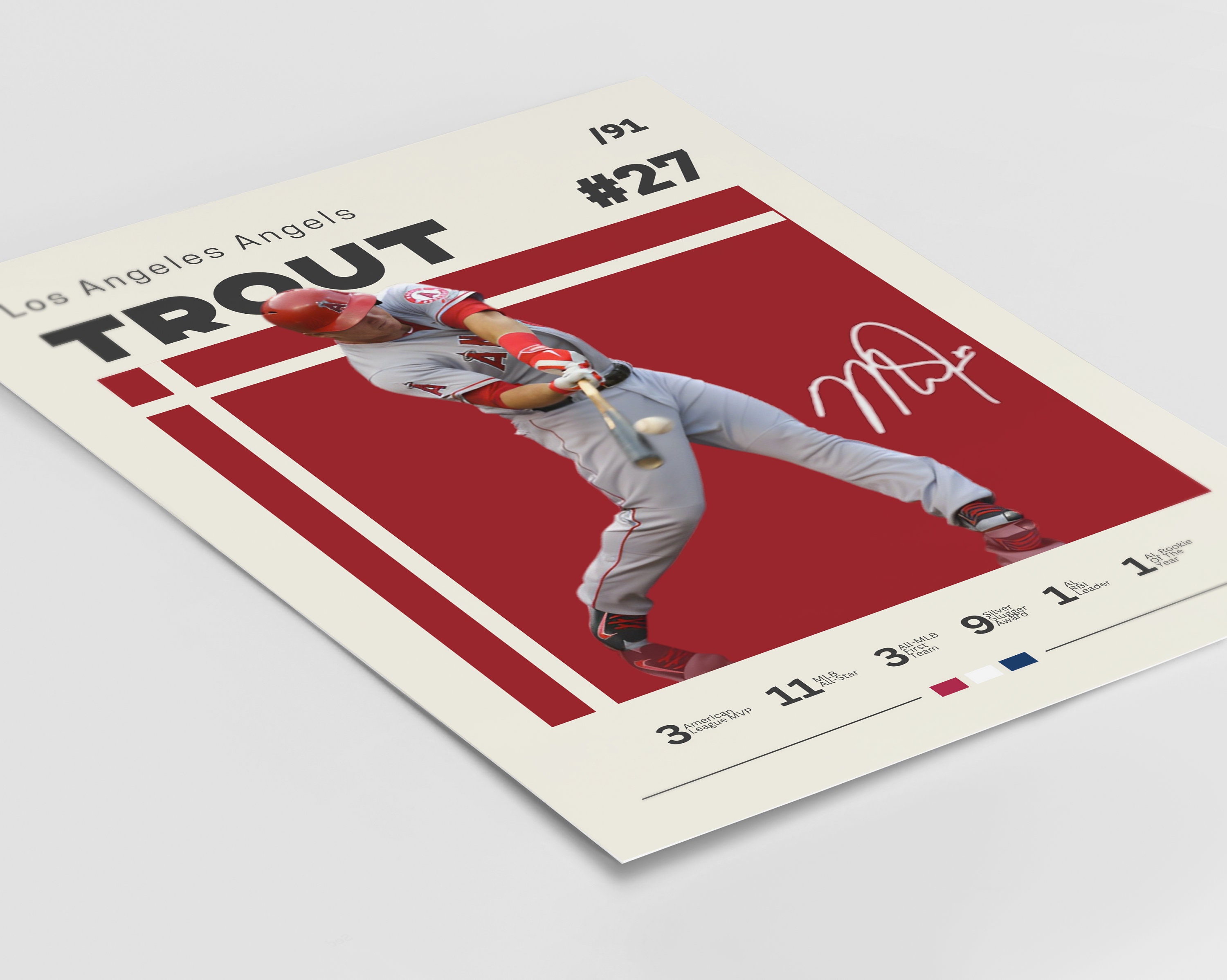 Mike Trout Poster Los Angeles Angels Baseball Print - Etsy