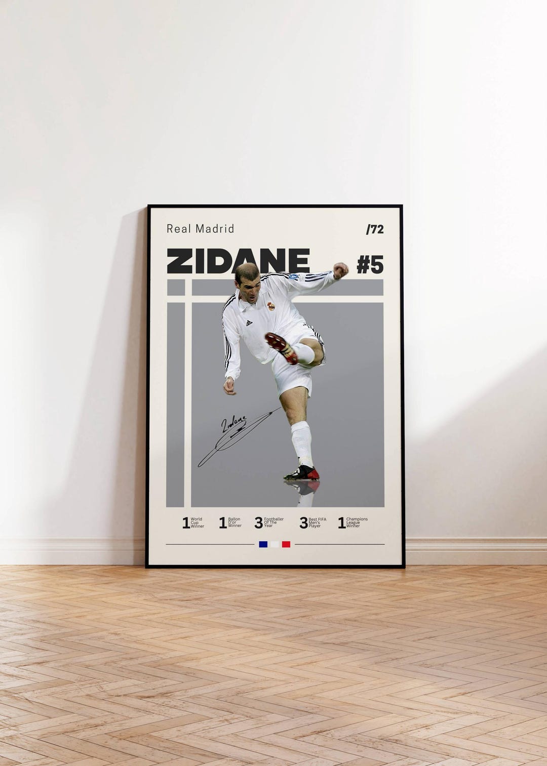 Zinedine Zidane Poster, Real Madrid Print, Zidane Fan Gift, Soccer ...