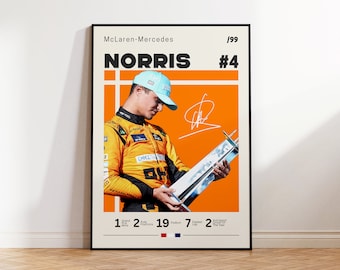Lando Norris Poster, F1 Racing Poster, F1 Fan Gift, Formular One Poster ...