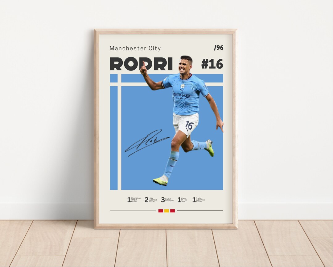 Rodri Poster, Manchester City Football Print, Football Poster, Soccer ...