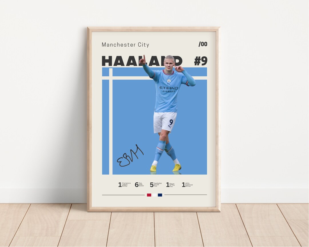 Erling Haaland Poster, Manchester City Football Print, Football Poster ...