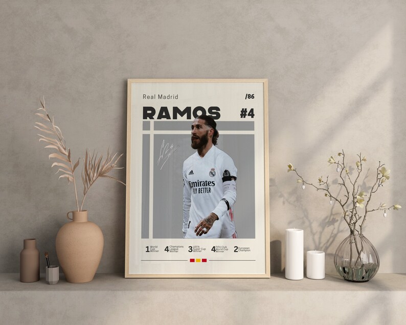 Sergio Ramos Poster, Real Madrid, Football Print, Football Poster ...