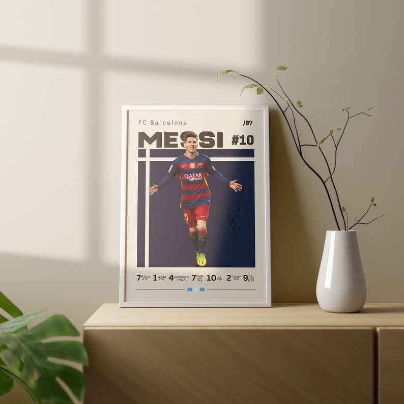 Lionel Messi Poster, FC Barcelona Print, Messi Fan Gift, Soccer Gifts ...