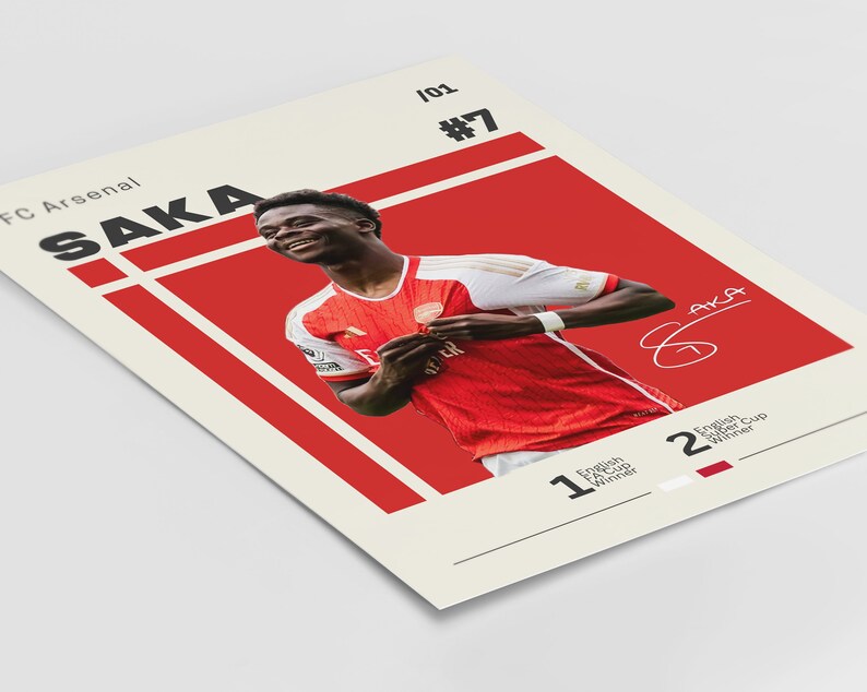 Bukayo Saka Poster, FC Arsenal, Football Print, Football Poster, Soccer ...