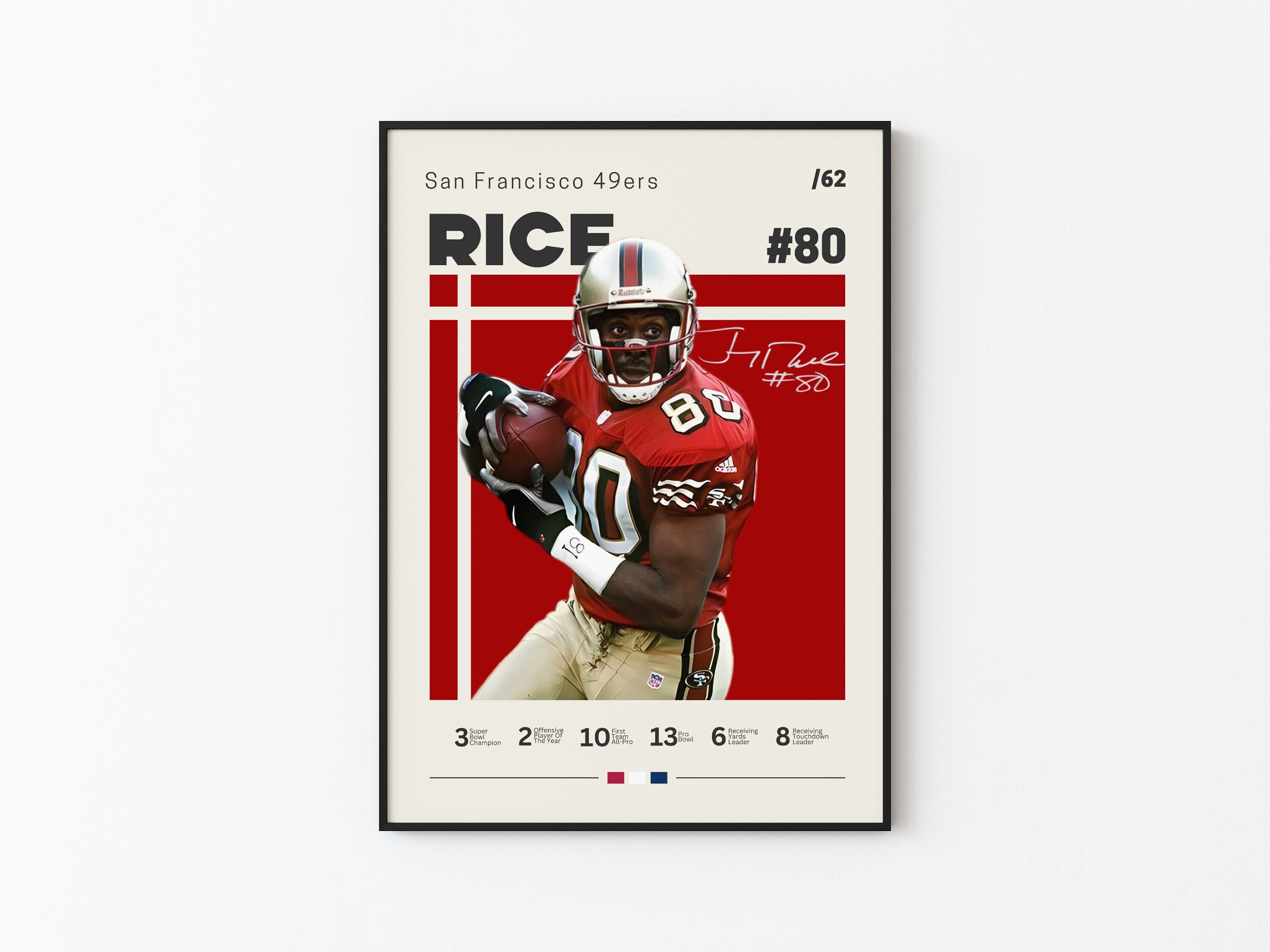 Jerry Rice Poster, San Francisco 49ers, NFL Fan Gifts, NFL Poster ...