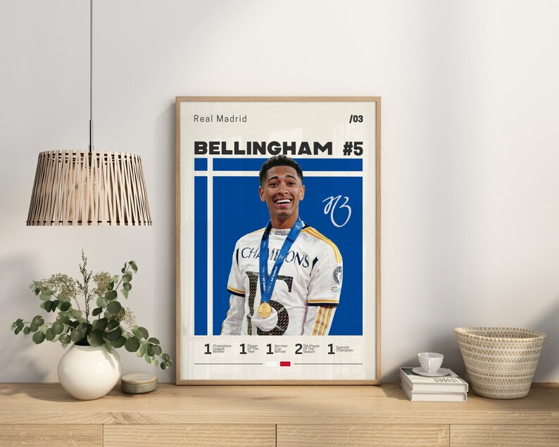 Jude Bellingham Poster, Bellingham Poster, Real Madrid, Football Print ...