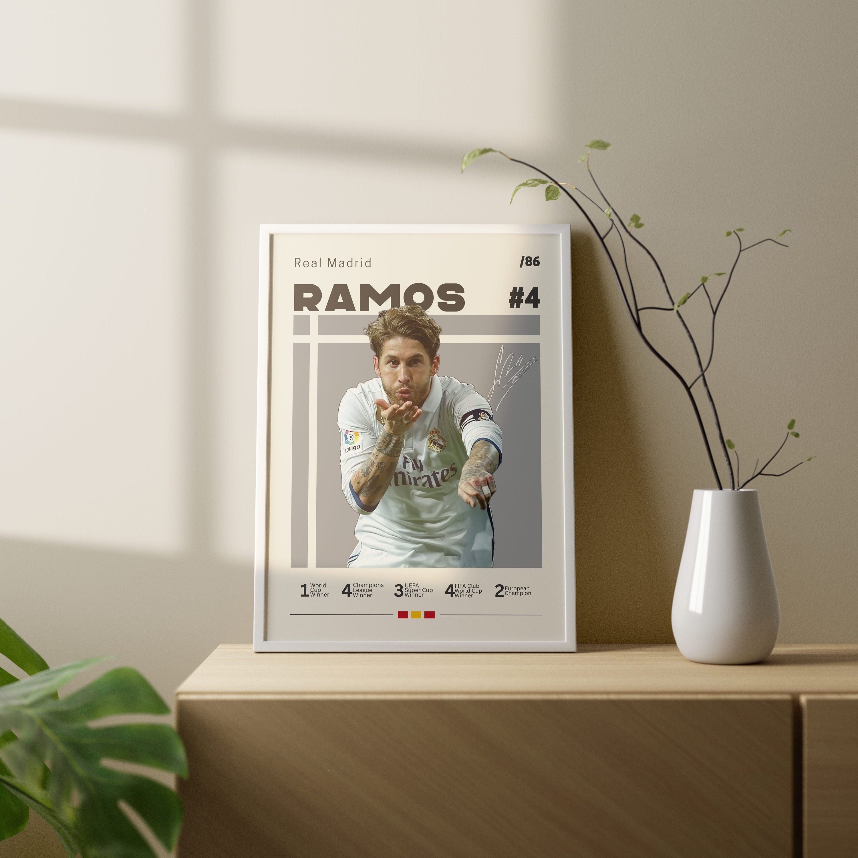 Sergio Ramos Poster, Real Madrid, Football Print, Football Poster ...