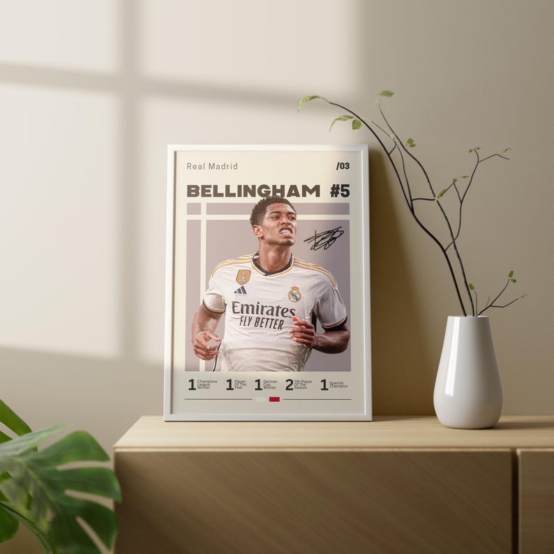 Jude Bellingham Poster, Real Madrid Print, Bellingham Fan Gift, Soccer ...