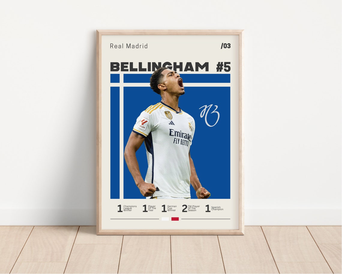 Jude Bellingham Poster, Bellingham Poster, Real Madrid, Football Print ...