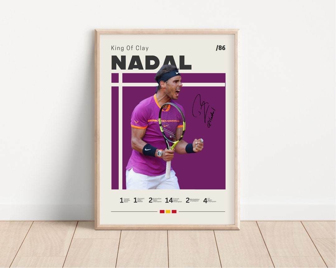 Rafael Nadal Poster, Tennis Print, Tennis Poster, Minimalist Poster ...