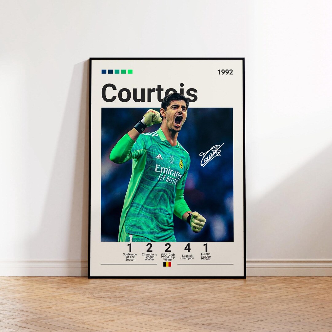 Thibaut Courtois Poster, Real Madrid Print, Courtois Fan Gift, Soccer ...