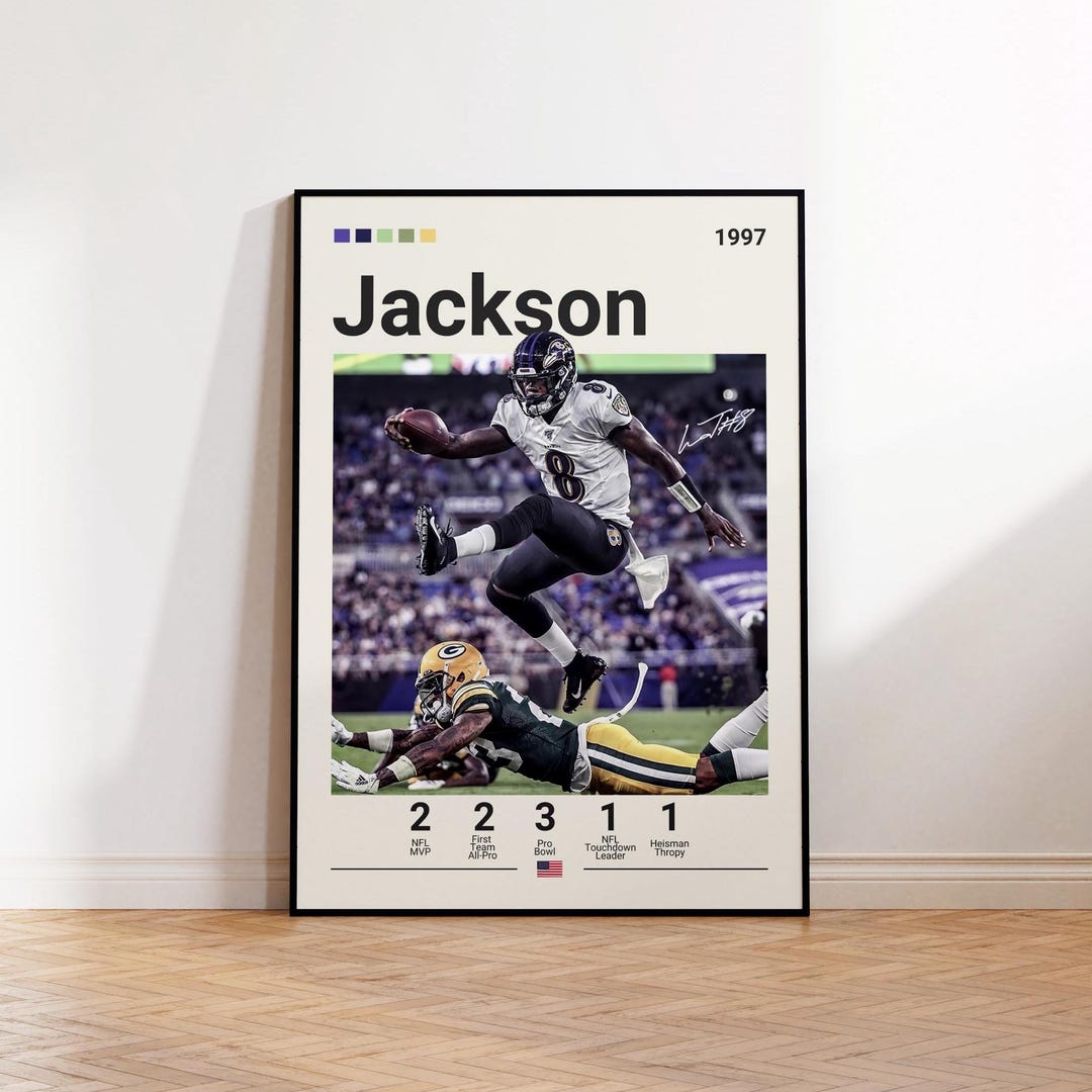 Lamar Jackson Poster, Ravens Print, Lamar Jackson Fan Gift, NFL Fan ...
