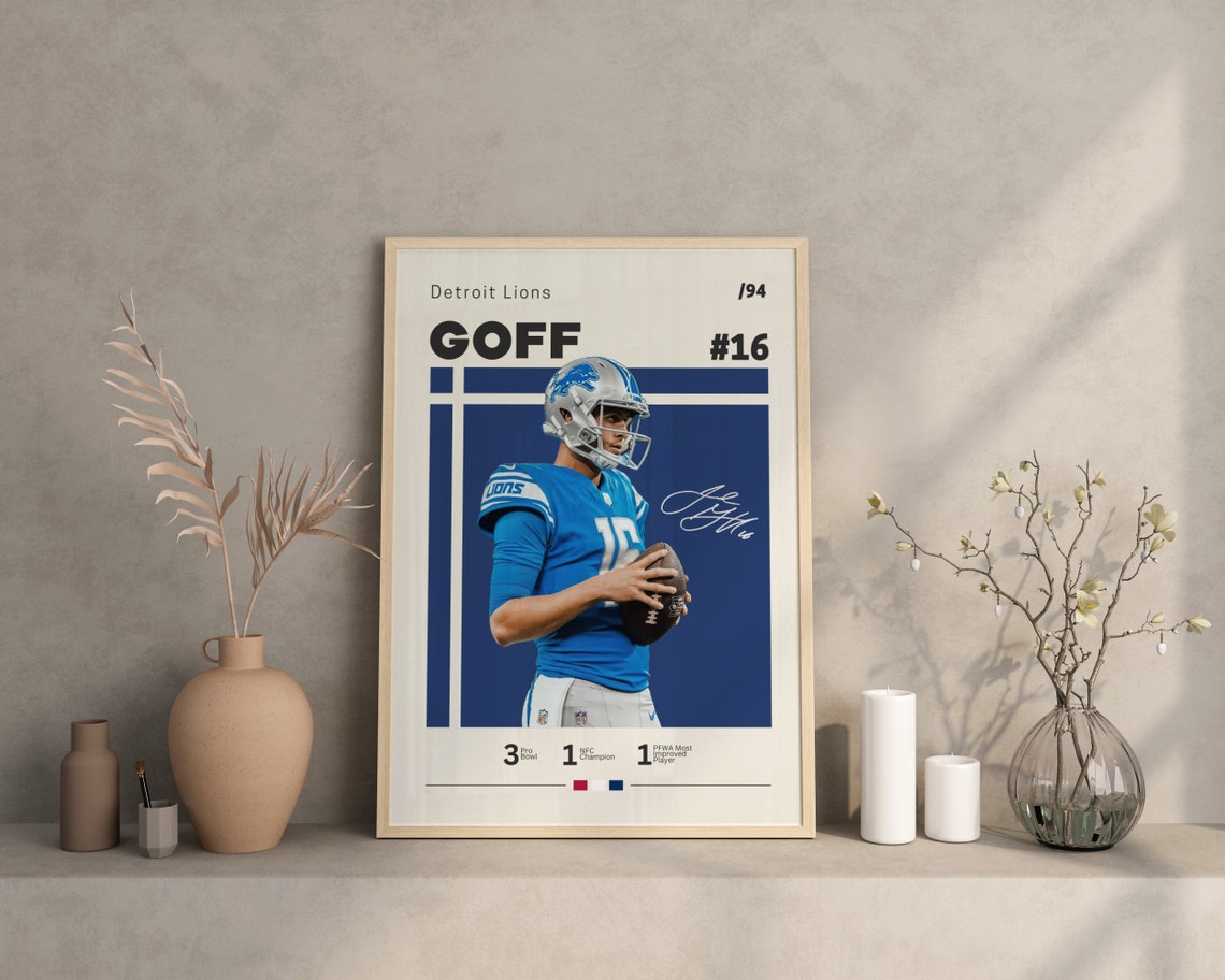 Jared Goff Poster, Detroit Lions, NFL Fans, NFL Poster, Football Poster ...
