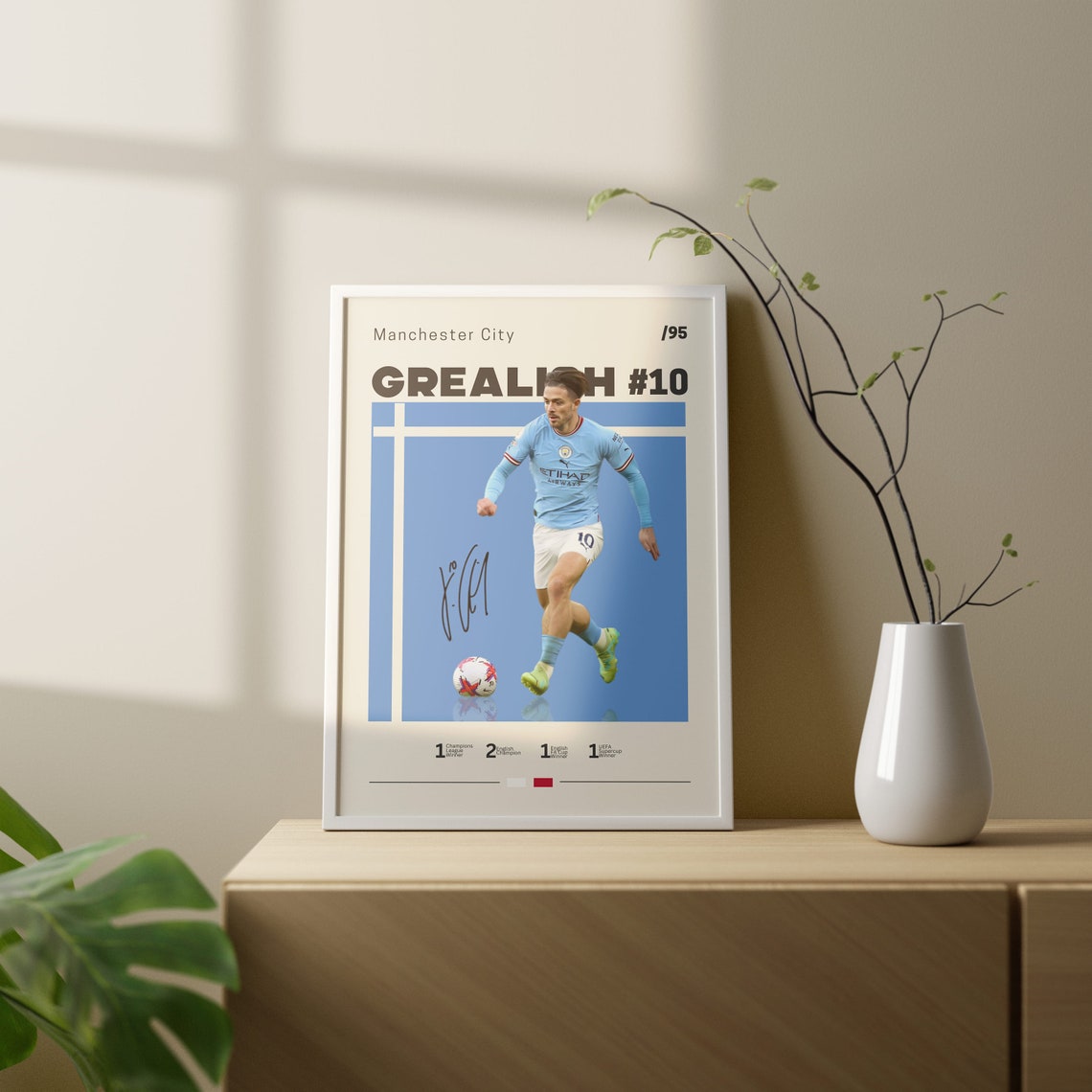 Jack Grealish Poster, Manchester City Football Print, Football Poster ...