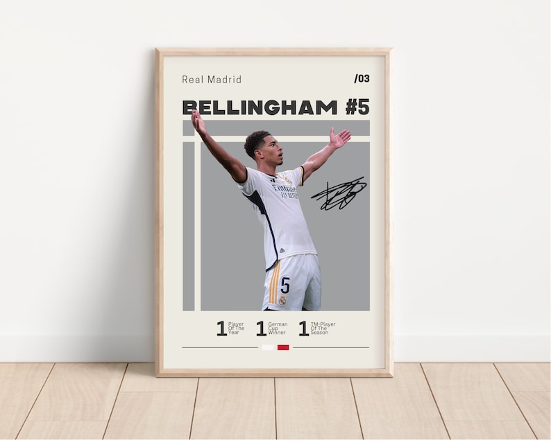 Jude Bellingham Poster, Real Madrid, Football Print, Football Poster ...