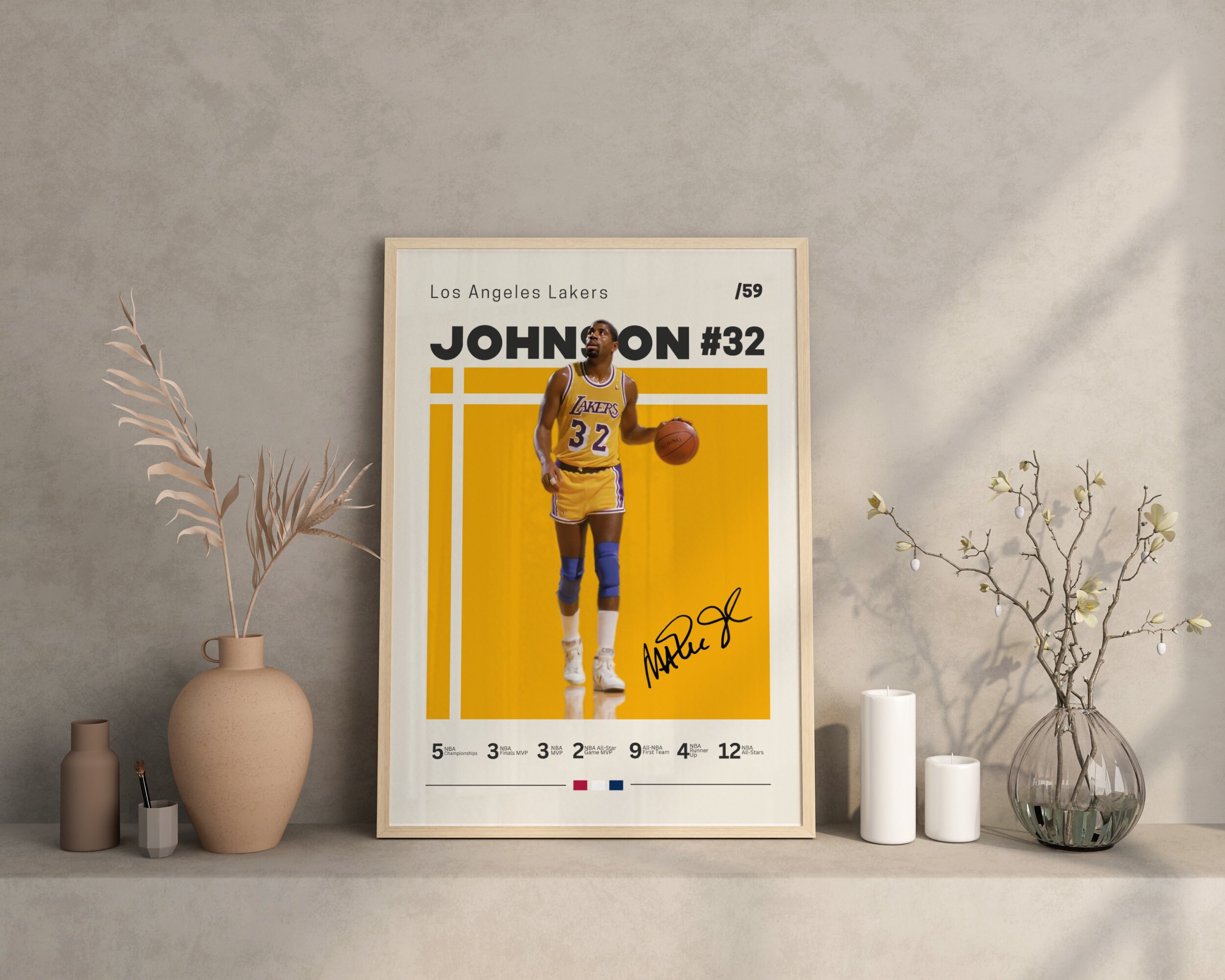 Magic Johnson Poster, LA Lakers, NBA Fans, NBA Poster, Basketball ...